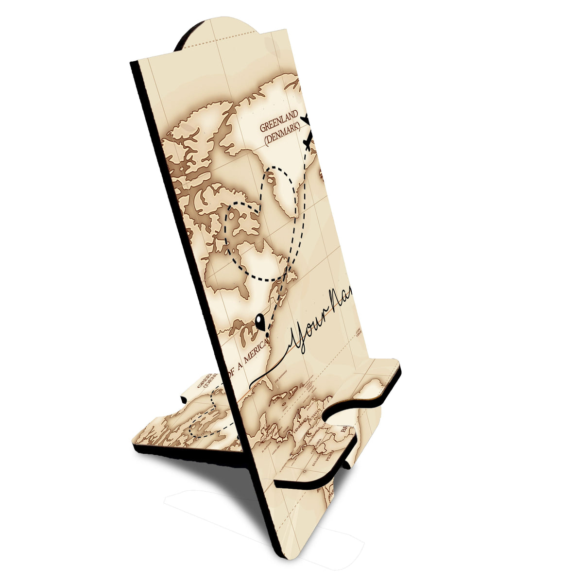 Print Ship - Buy World Map with Name Phone Stand for Online Meetings in ...